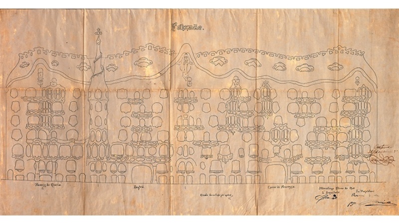 casa mila plan section elevation